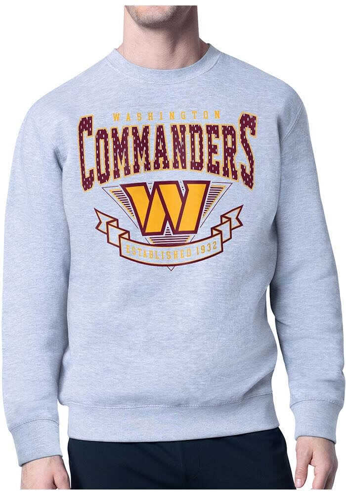 Starter Washington Commanders Mens HEATHER GREY 80s Logo Crew ...