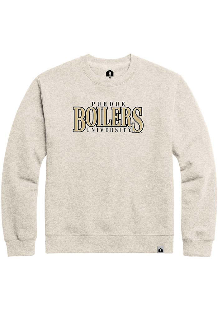 Mens Oatmeal Purdue Boilermakers Part Time Flat Name Long Sleeve Crew ...