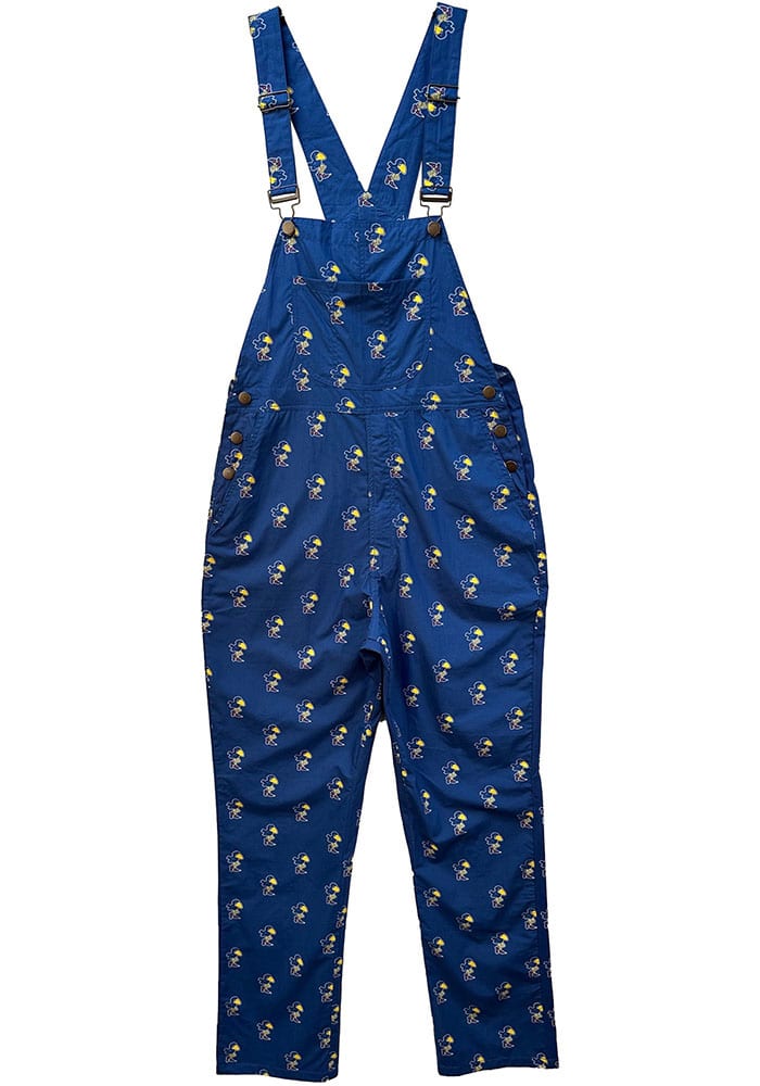 Wes and Willy Kansas Jayhawks Mens ROYAL Allover Logo Overall Overalls ...