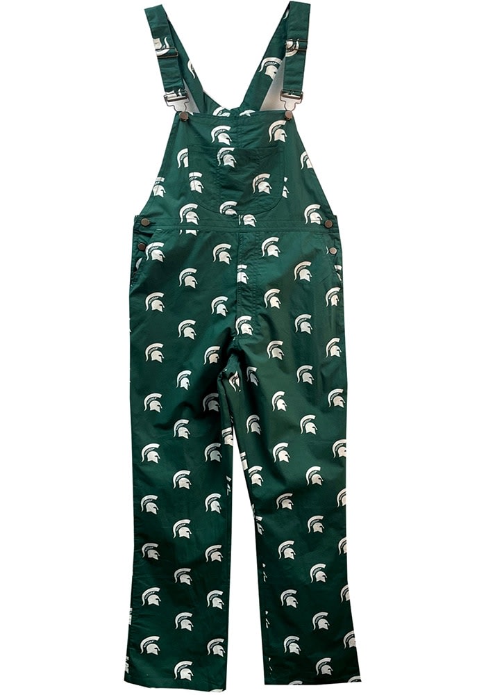 Wes and Willy Michigan State Spartans Mens GREEN Allover Logo Overall ...
