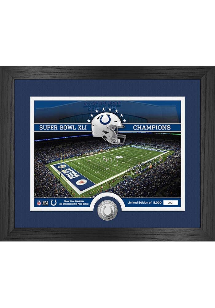 Indianapolis Colts BLUE Stadium Silver Coin and Photo Plaque - 4442419