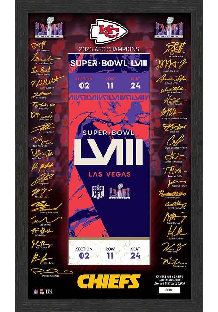 Kansas City Chiefs Super Bowl LVIII Signature Ticket Plaque - Red
