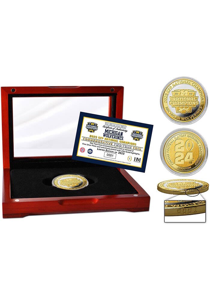 Michigan Wolverines GOLD 2023 CFP National Champion Two Tone Coin ...