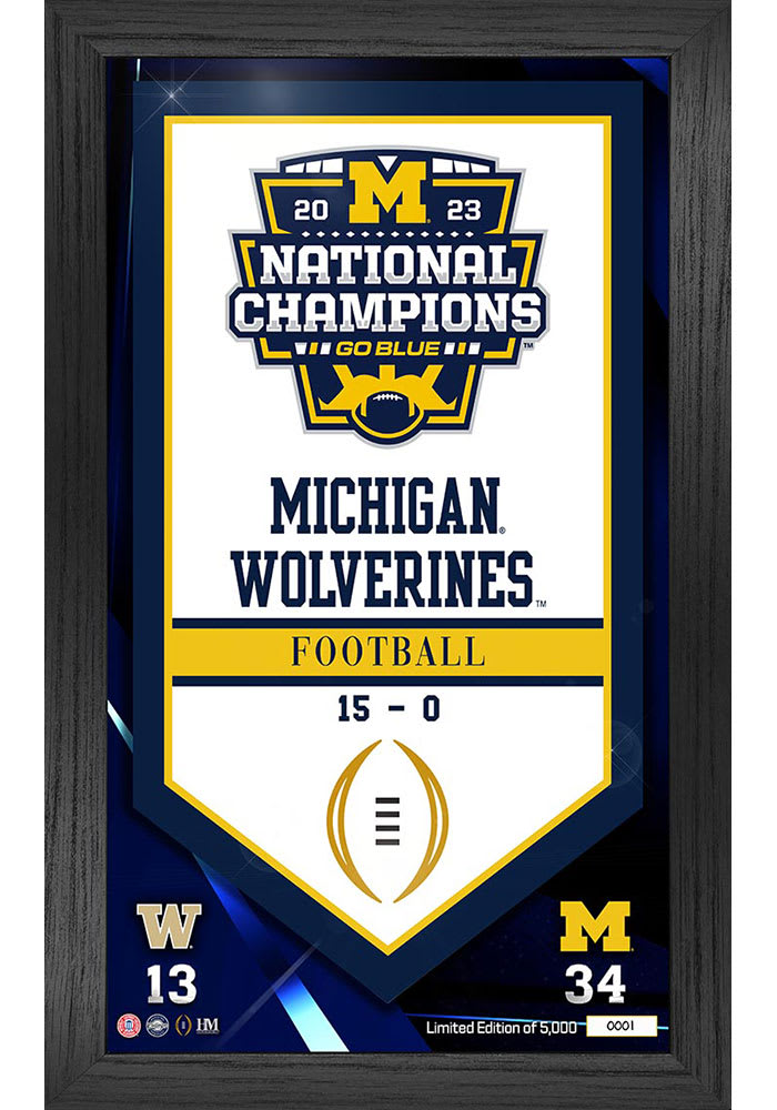 Michigan Wolverines BLUE 2023 CFP National Champion Banner Plaque - 4442755