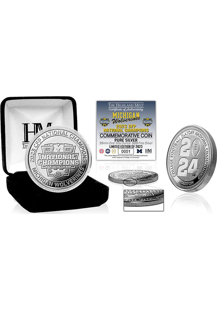 Michigan Wolverines BLUE 2023 CFP National Champion Silver Coin ...