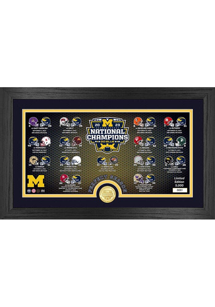 Michigan Wolverines BLUE 2023 CFP National Champion Season Recap Plaque ...