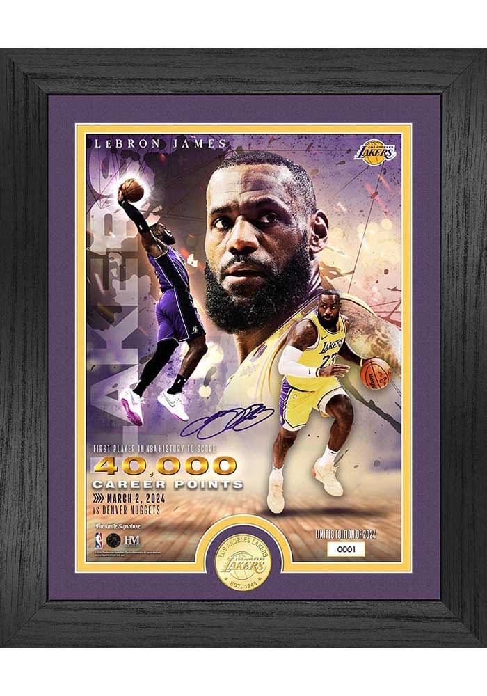 LeBron James Los Angeles Lakers 40k Points Bronze Coin Plaque - PURPLE