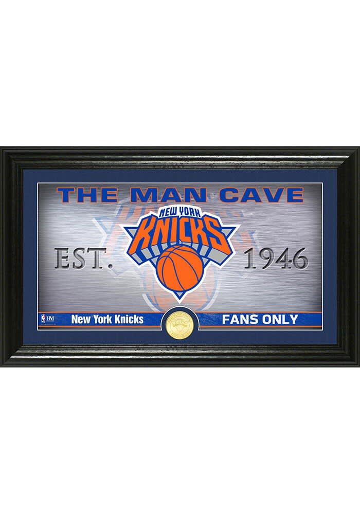 New York Knicks Man Cave Bronze Coin Panoramic Photo Mint Plaque - BLUE