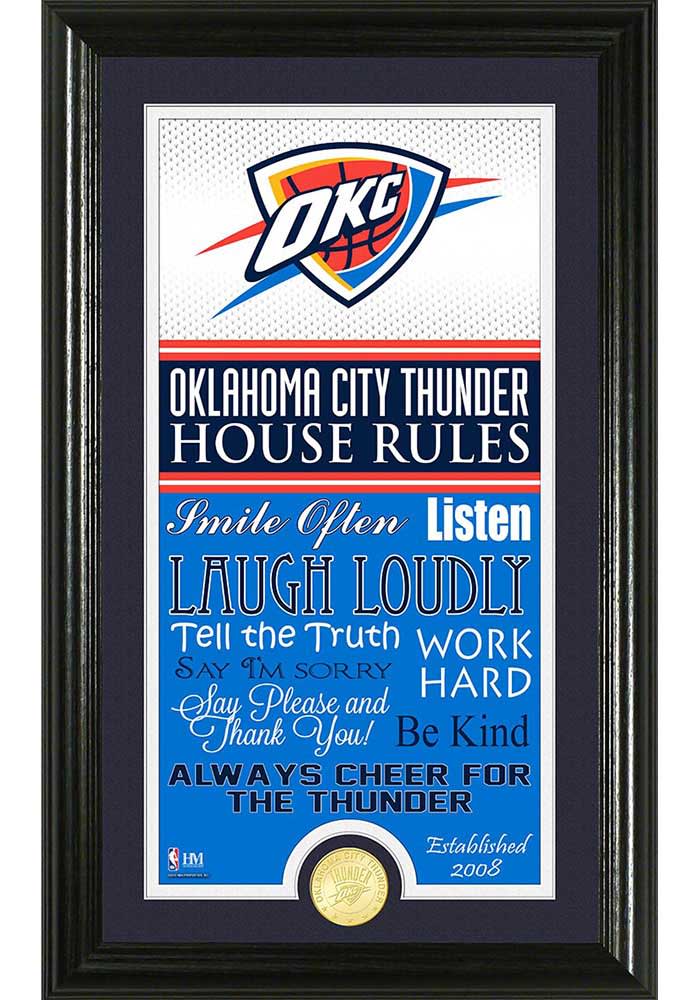 Oklahoma City Thunder House Rules Bronze Coin Photo Mint Plaque - BLUE