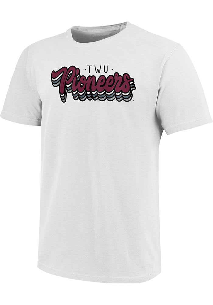 Texas Womans University Womens Retro Stack Script T-Shirt - WHITE