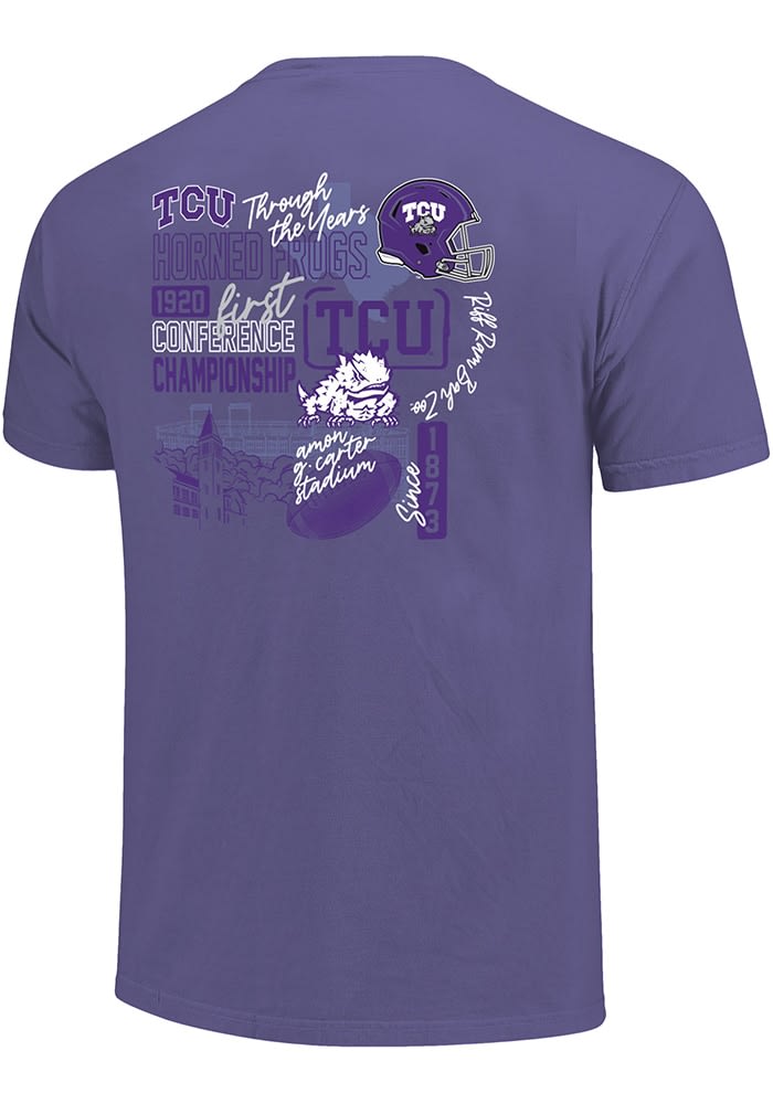 TCU Horned Frogs Womens LAVENDER Through the Years T-Shirt - 44910823