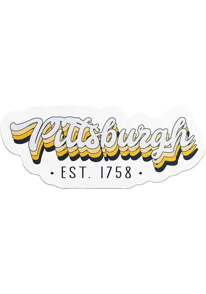 Pittsburgh Souvenir | Pittsburgh Stickers WHITE 70S STACKED SCRIPT ...