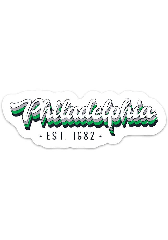Philadelphia Souvenir | Philadelphia Stickers WHITE 70S STACKED SCRIPT ...