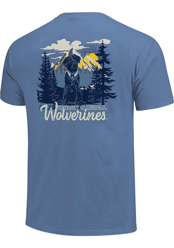 BLUE Michigan Wolverines 0 Dog on Dock Short Sleeve T Shirt - 44911387