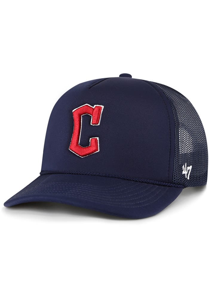 47 Cleveland Guardians NAVY Foam Front Mesh Trucker Adjustable Hat ...