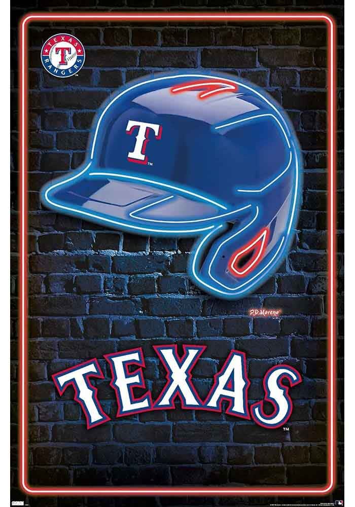 Texas Rangers BLUE Neon Helmet Unframed Poster - 4580034