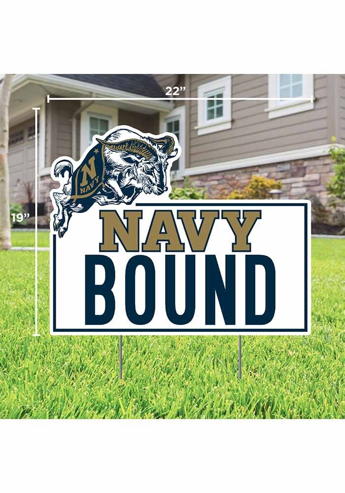 Navy Midshipmen White School Bound Yard Sign - 459631486