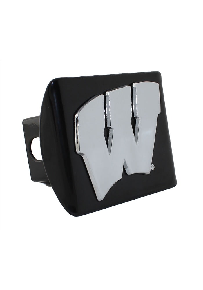 Wisconsin Badgers BLACK Metal Chrome Logo Hitch Cover - 4614839