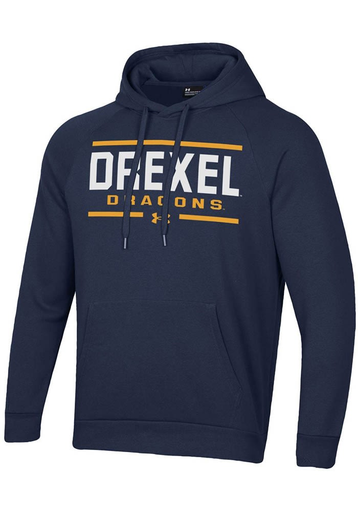 Under Armour Drexel Dragons Mens NAVY Lines Rival Hoodie - 461601051