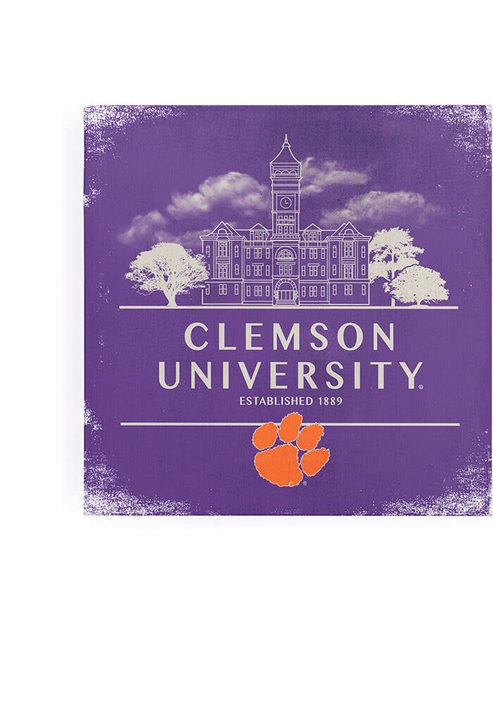 Clemson Tigers Campus Drawing 9x9 Wall Art