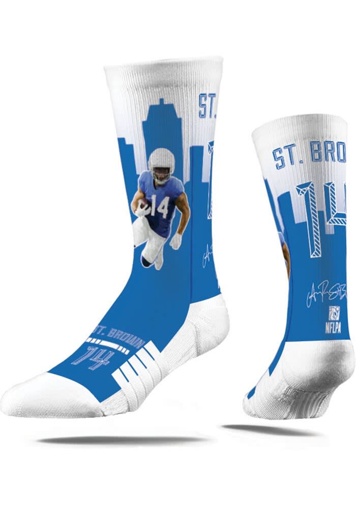 Amon-Ra St. Brown Detroit Lions BLUE Hometown Hero Mens Crew Socks ...