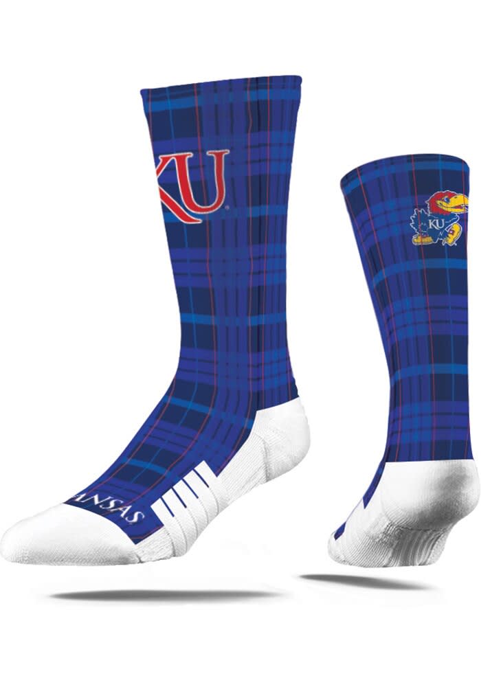 Kansas Jayhawks Blue Collegiate Plaid Mens Dress Socks - 4650050