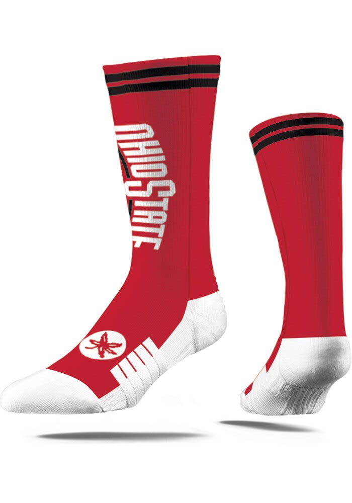 Ohio State Buckeyes Strideline Red Script Mens Crew Socks - 4650142