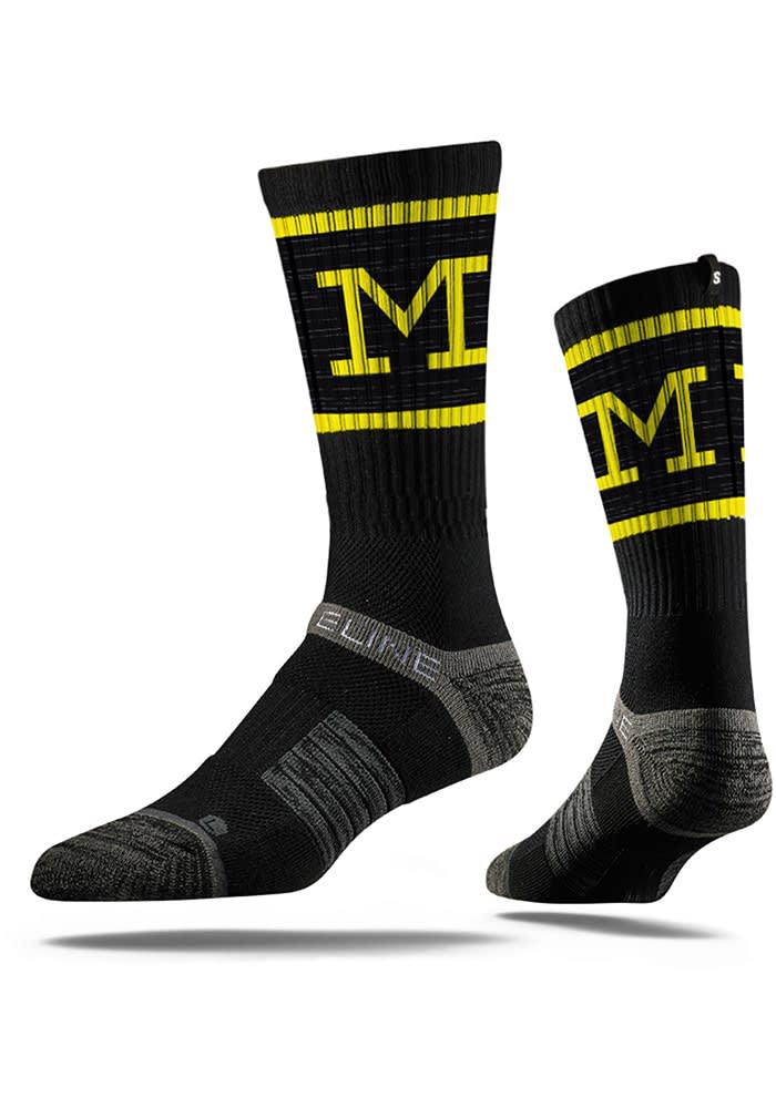 Michigan Wolverines Strideline BLACK Skinny M Mens Crew Socks - 46580793