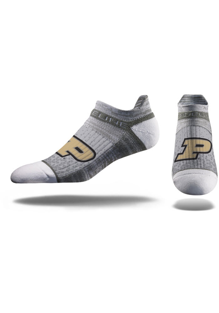 Strideline Purdue Boilermakers GREY Team Logo Mens No Show Socks - 46580932