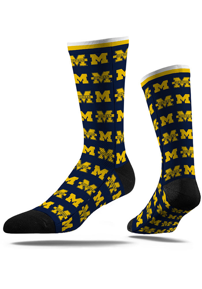 Michigan Wolverines Strideline BLUE Step and Repeat Mens Dress Socks ...