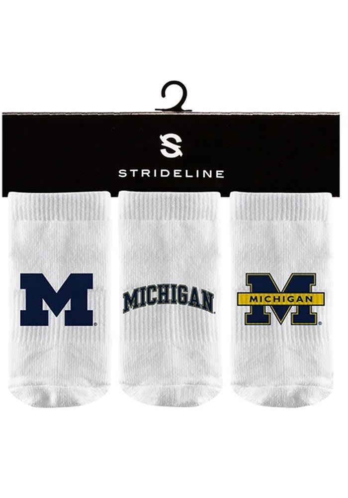 WHITE 3PK Michigan Wolverines Baby Quarter Socks - 46581183