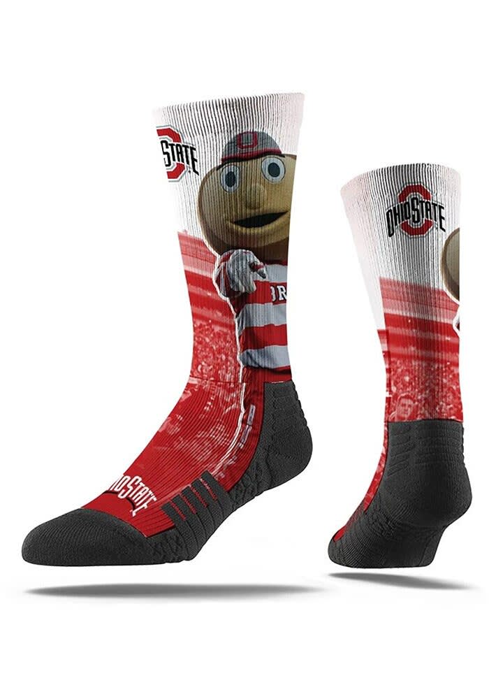 Ohio State Buckeyes Strideline Mascot Design Mens Crew Socks - RED