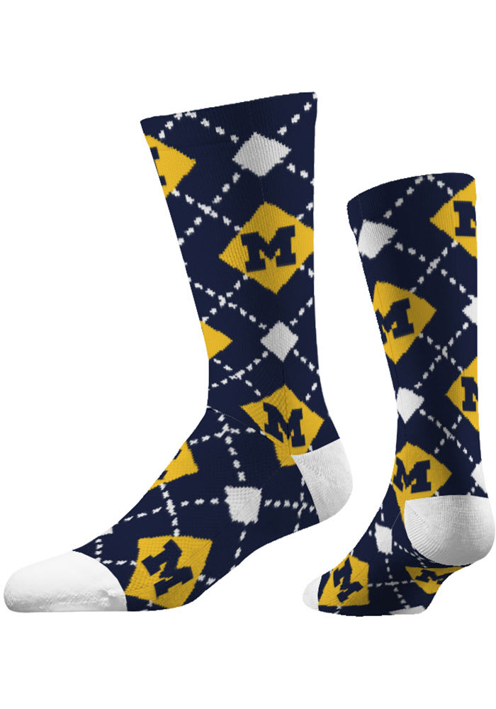 Michigan Wolverines Strideline BLUE Step and Repeat Mens Crew Socks ...
