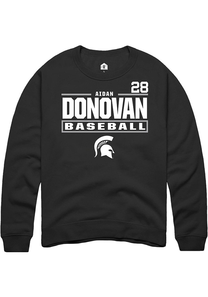 Aidan Donovan Mens BLACK Michigan State Spartans NIL Stacked Box Player ...