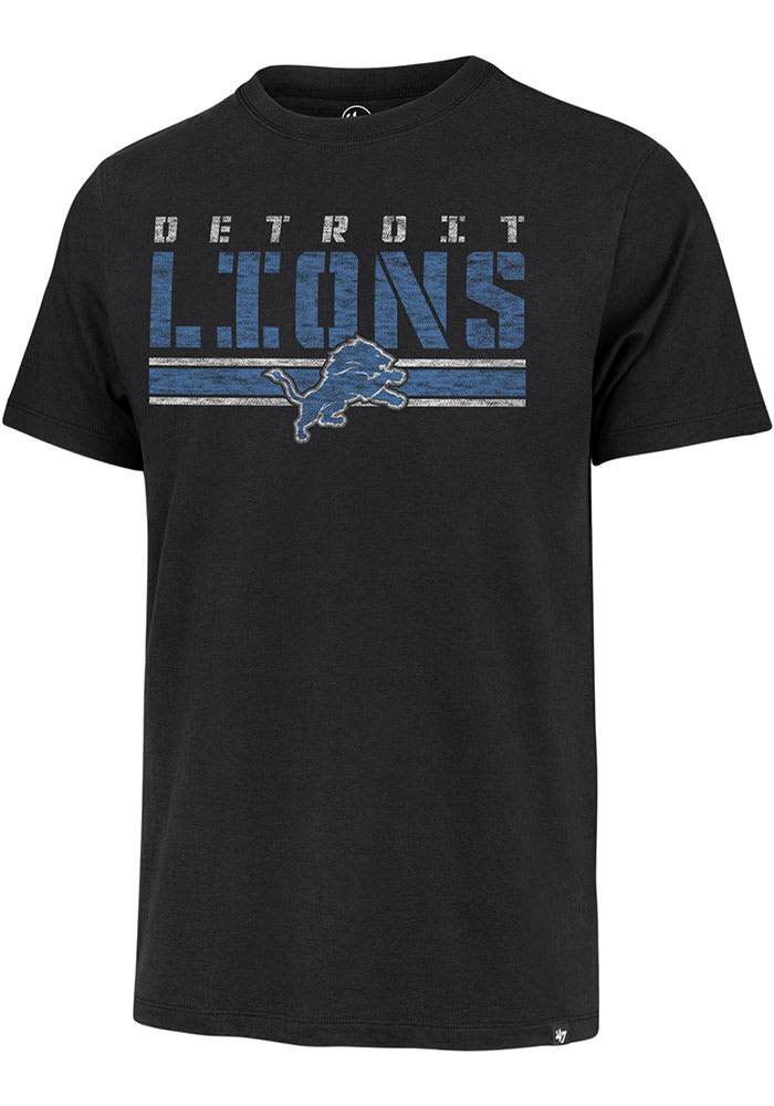 47 Detroit Lions BLACK Stripe Thru Franklin Short Sleeve Fashion T ...