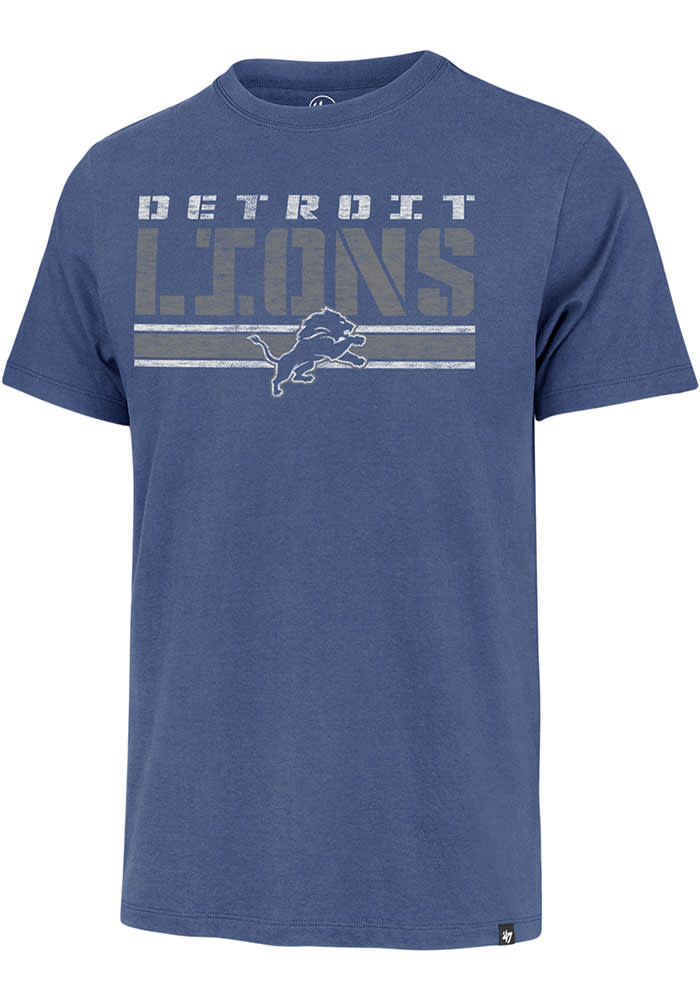 47 Detroit Lions BLUE Stripe Thru Franklin Short Sleeve Fashion T Shirt ...