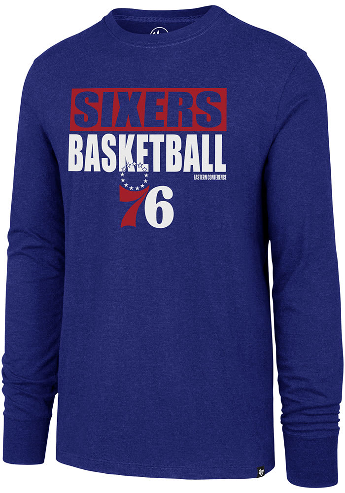 47 Philadelphia 76ers Blockout Club Long Sleeve T Shirt ROYAL