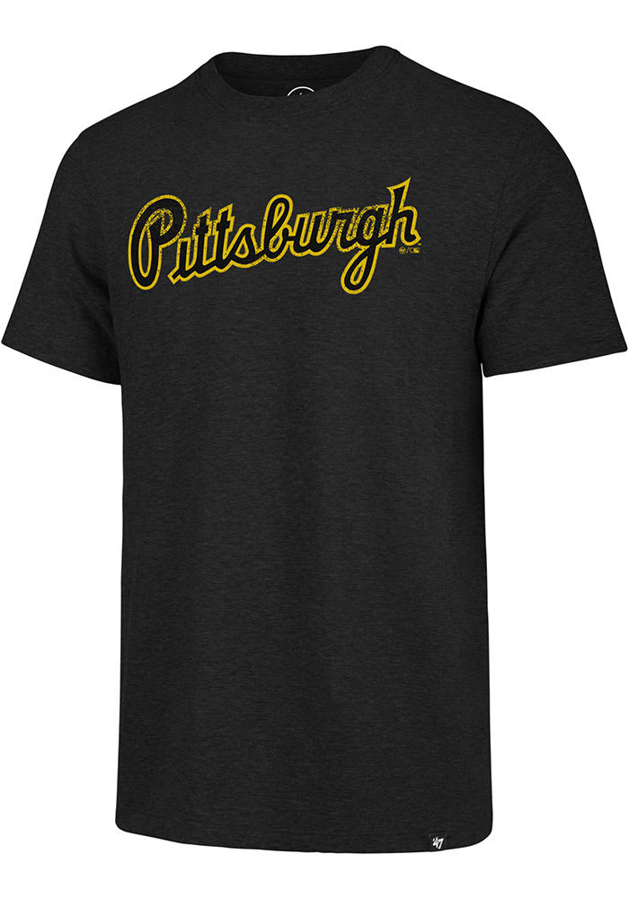 47 Pittsburgh Pirates BLACK Script Match Short Sleeve Fashion T Shirt ...