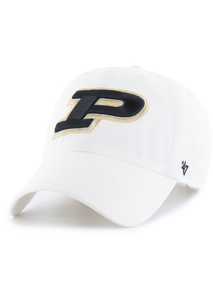 47 WHITE Purdue Boilermakers Logo Clean Up Adjustable Hat - 48009155
