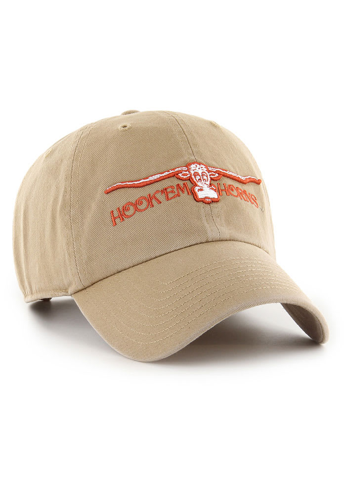 47 Texas Longhorns KHAKI Retro Script Clean Up Adjustable Hat - 48010556