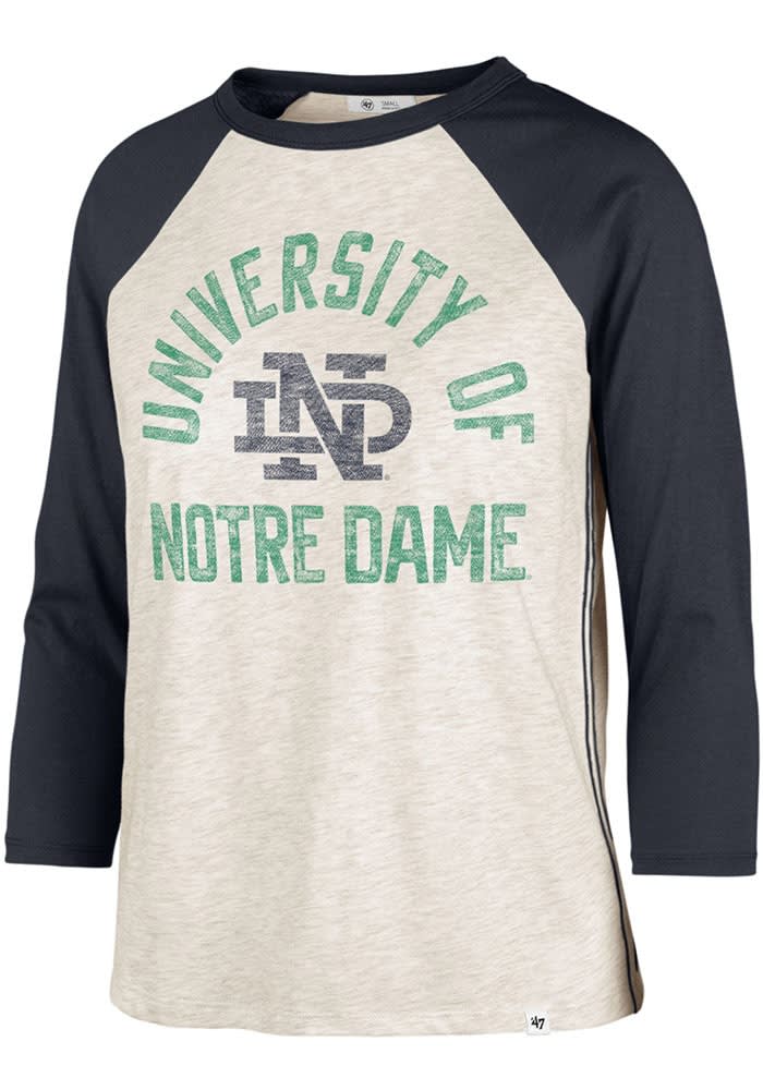 47 Notre Dame Fighting Irish Womens OATMEAL Retro Daze Ava Raglan Long Sleeve LS Tee - 48011271