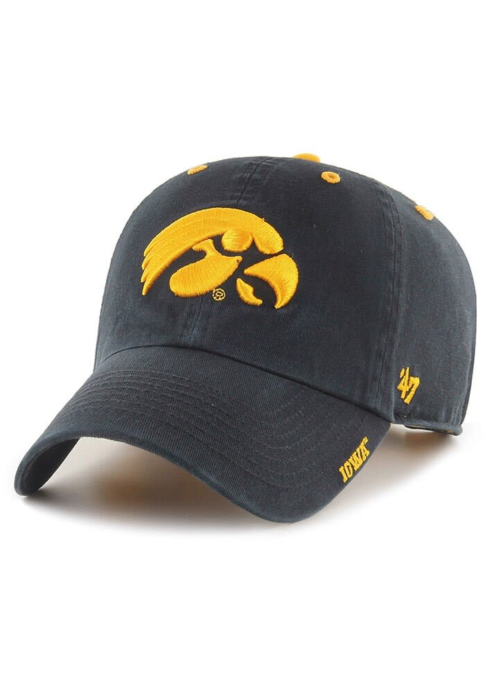 47 Iowa Hawkeyes BLACK Ice Clean Up Adjustable Hat - 48011738