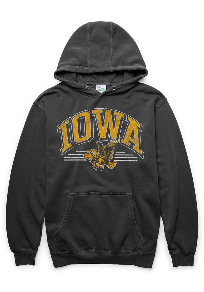 47 Iowa Hawkeyes Mens BLACK Sun Fade Pierce Long Sleeve Fashion Hood ...