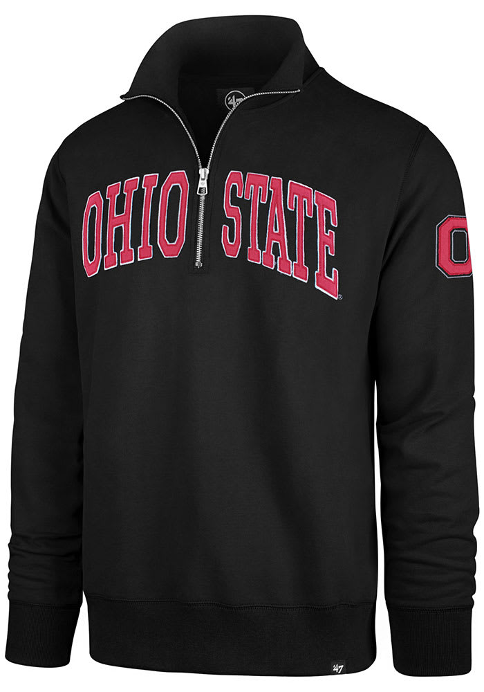 47 Mens BLACK Ohio State Buckeyes Striker Long Sleeve Qtr Zip Fashion ...
