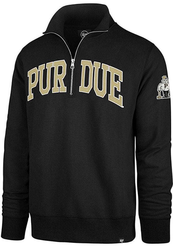 47 Mens BLACK Purdue Boilermakers Striker Long Sleeve Qtr Zip Fashion ...