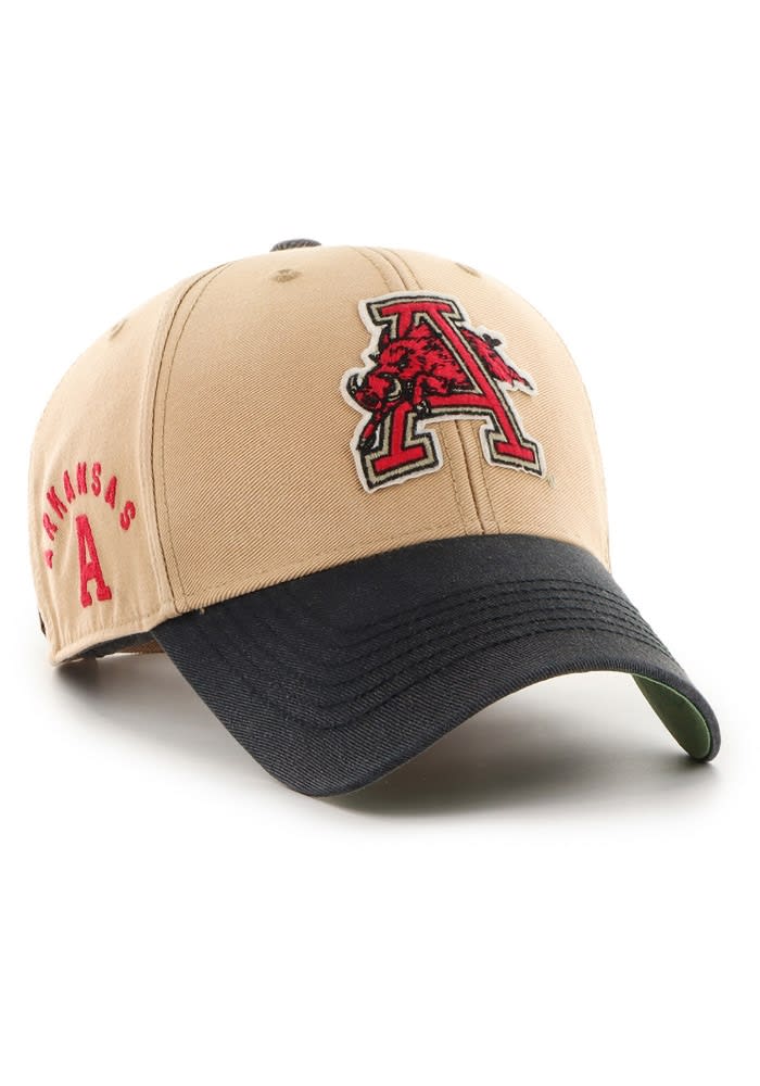 47 Arkansas Razorbacks KHAKI Vintage Dusted Sedgwick MVP Adjustable Hat ...