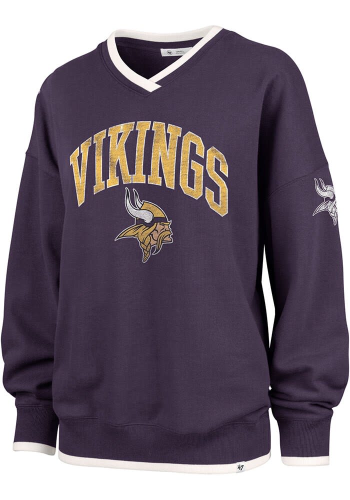 Minnesota Vikings 47 Crew Sweatshirt Womens PURPLE Clubhouse Daze Long ...