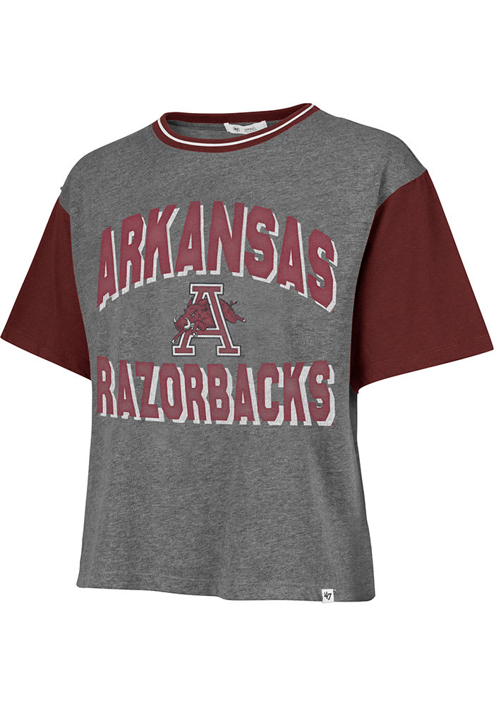 47 Arkansas Razorbacks Womens GREY/RED Clubhouse Ziggy T-Shirt - 48017366
