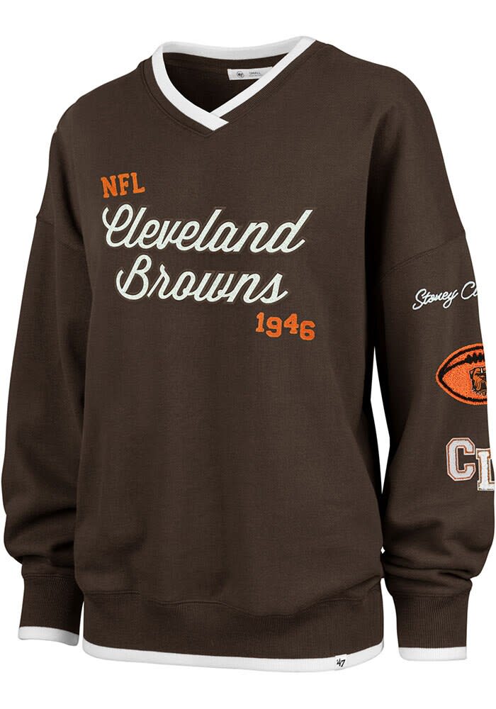 Cleveland Browns 47 Crew Sweatshirt Womens BROWN Stoney Clover Long ...