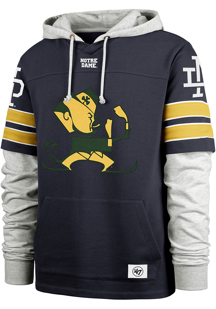 47 Notre Dame Fighting Irish Mens NAVY Blitz Cornerback Long Sleeve Fashion Hood - 48019285